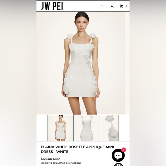 JW PEI | Dresses | Jw Pei White Rosette Mini Dress White | Poshmark